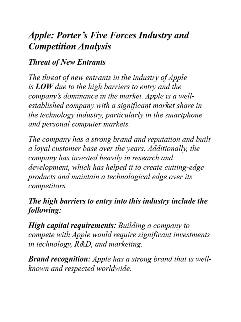 porters five forces analysis for apple | PDF | Supply Chain | Apple Inc.