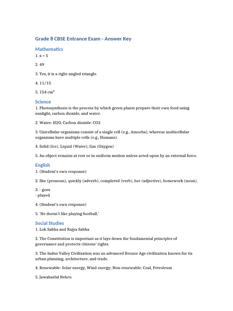 Grade_8_Entrance_Exam_Answers | PDF