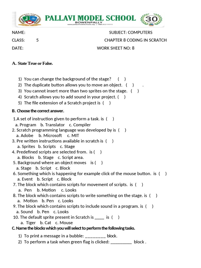 GRADE-V LS-8 WORKSHEET | PDF