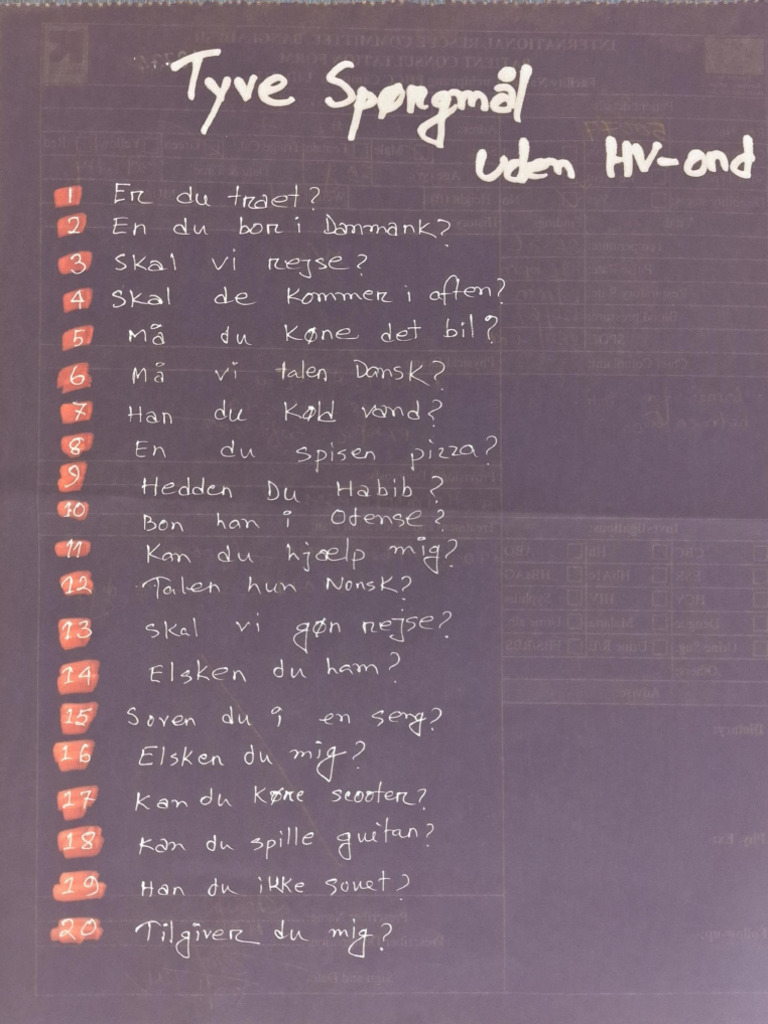 Spørgsmål Uden HV Ord | PDF