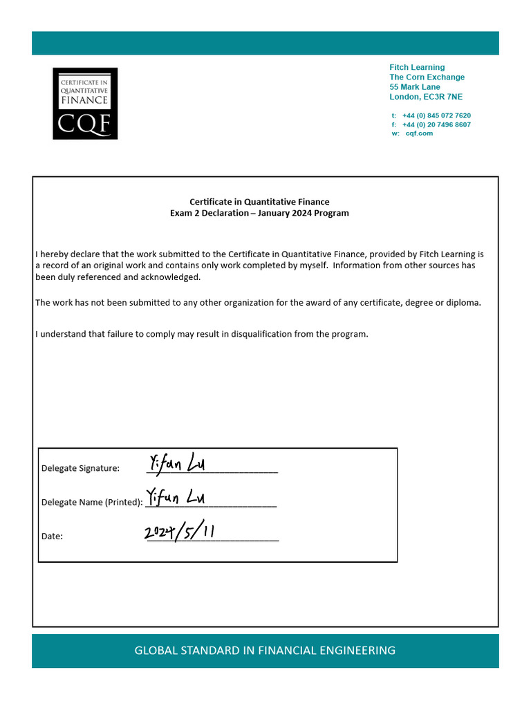 Exam 2 Declaration - January 2024(1) | PDF