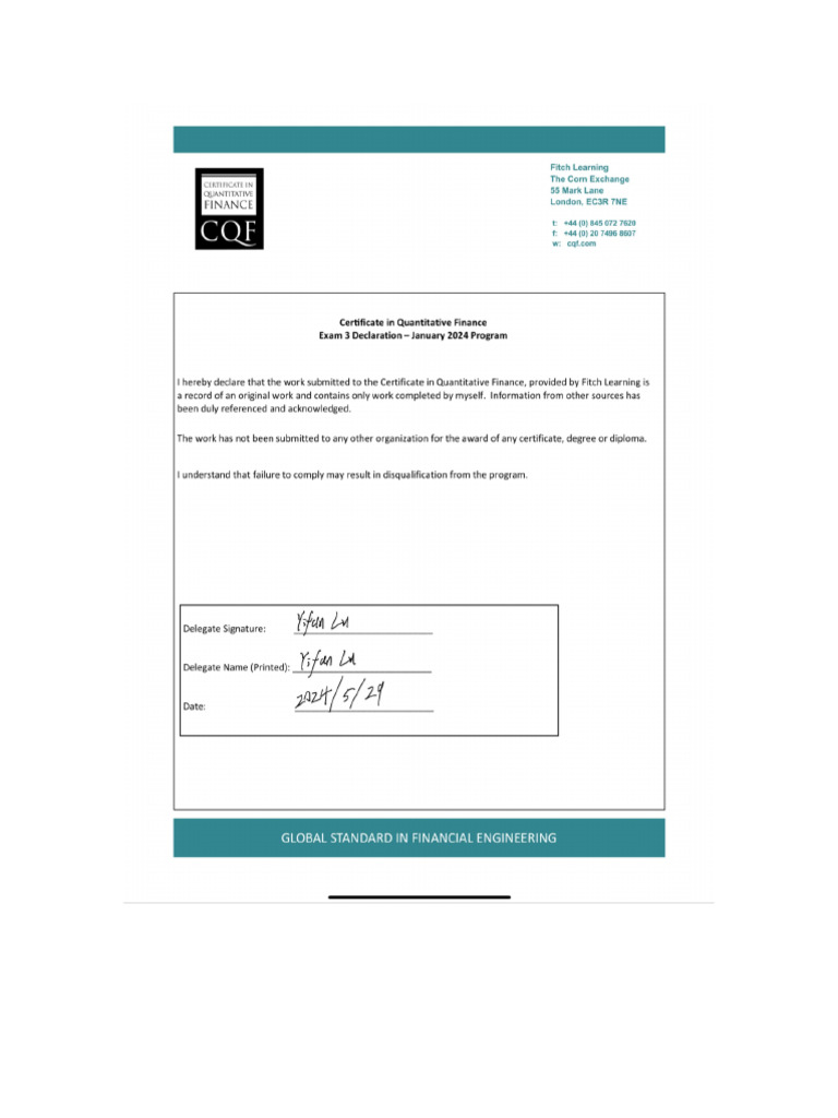 Exam 3 Declaration - January 2024 | PDF