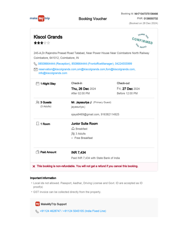 Booking Confirmation Voucher | PDF