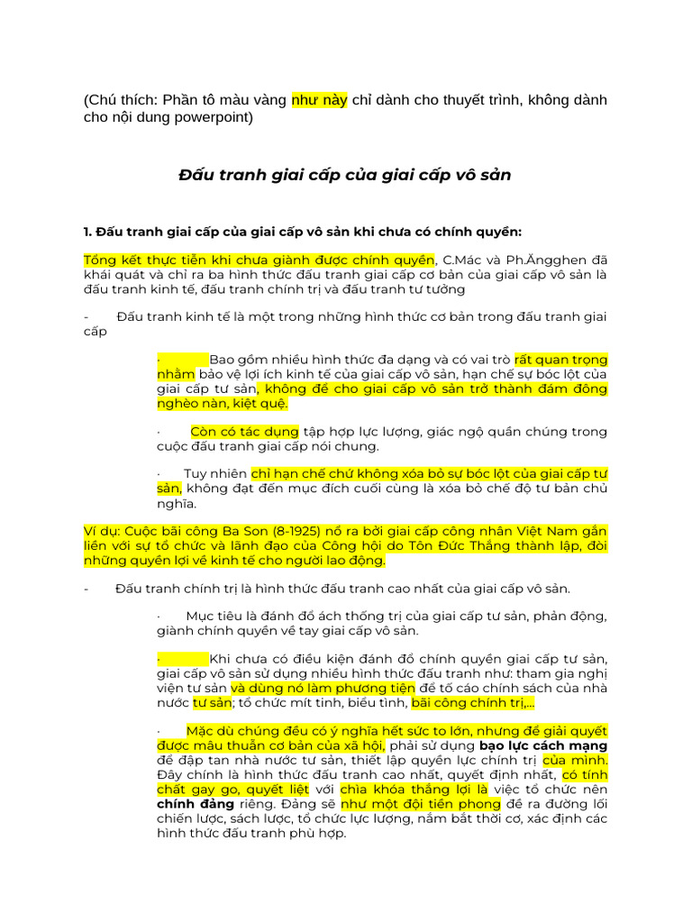 Đấu tranh giai cấp của giai cấp vô sản | PDF