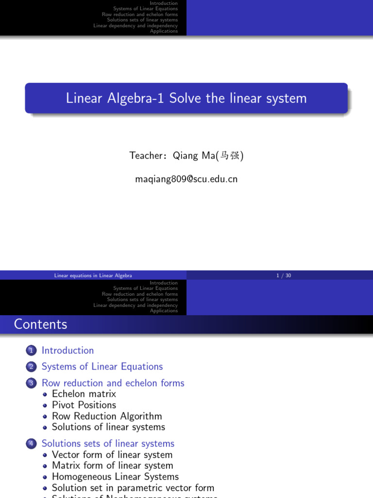 Linear Equations Pdf System Of Linear Equations Matrix Mathematics 7007