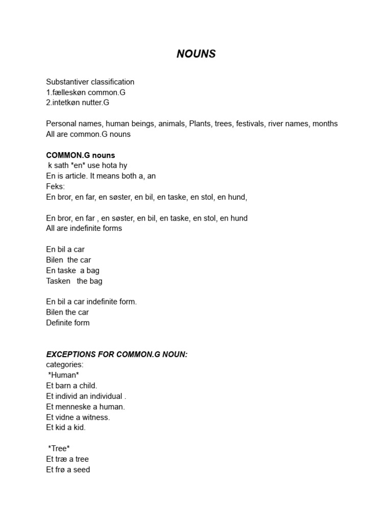 Classification of NOUNS | PDF