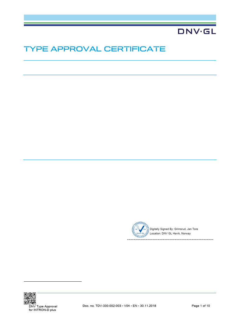 TDV 330 002 003 - V04 - DNV TypeApproval Dplus | PDF | Electronics ...
