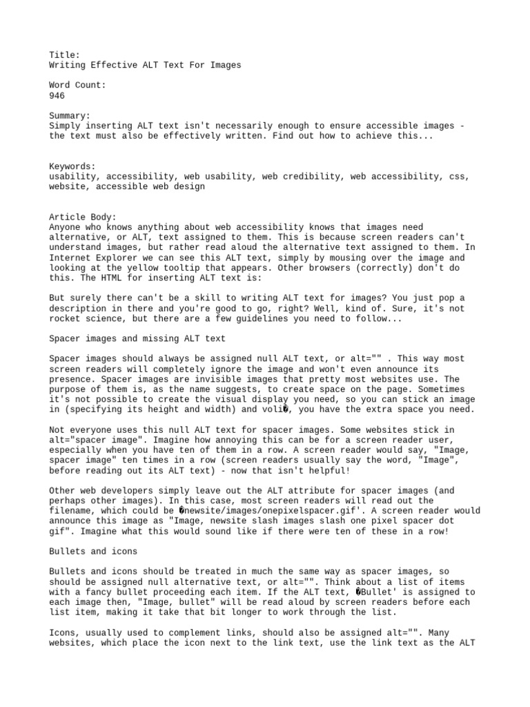 Writing_Effective_ALT_Text_For_Images | PDF | World Wide Web | Internet ...