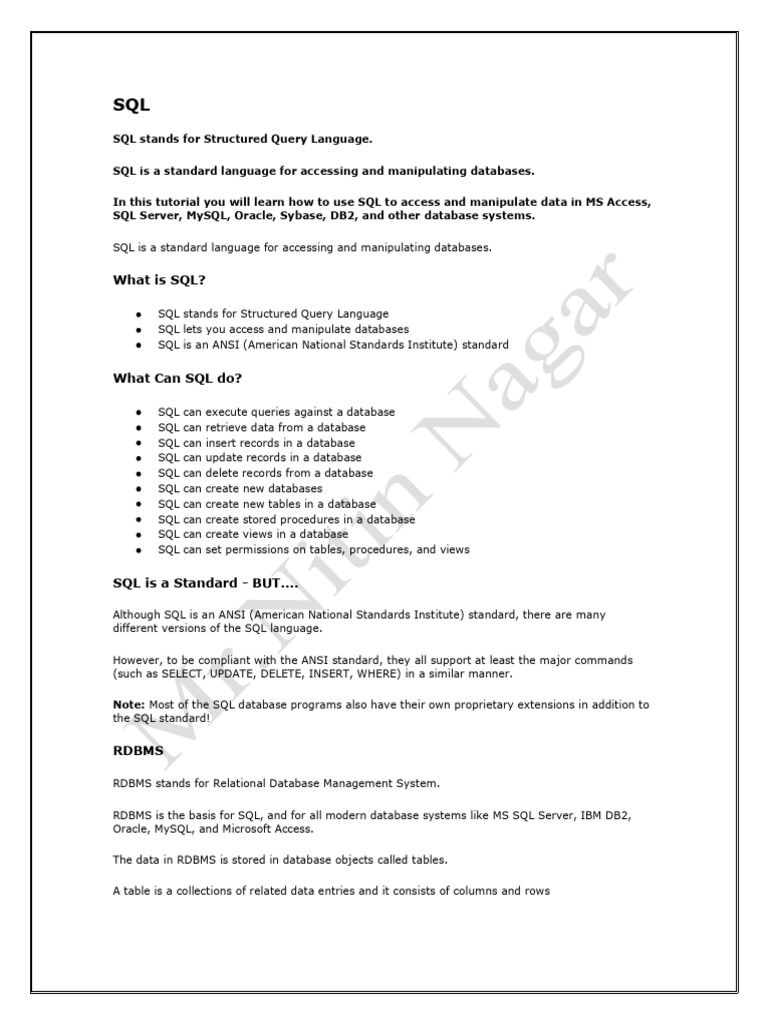 SQL Tutorial Naresh Dembla | PDF | Relational Database | Sql