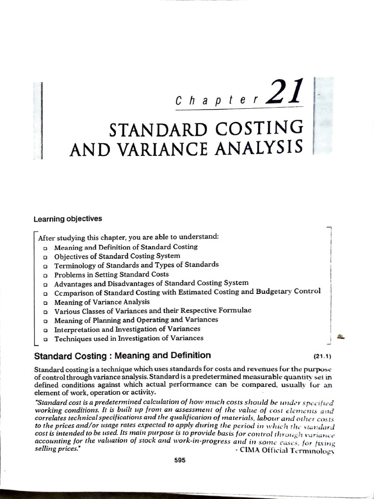 Standard Costing A | PDF | Inflation | Variance