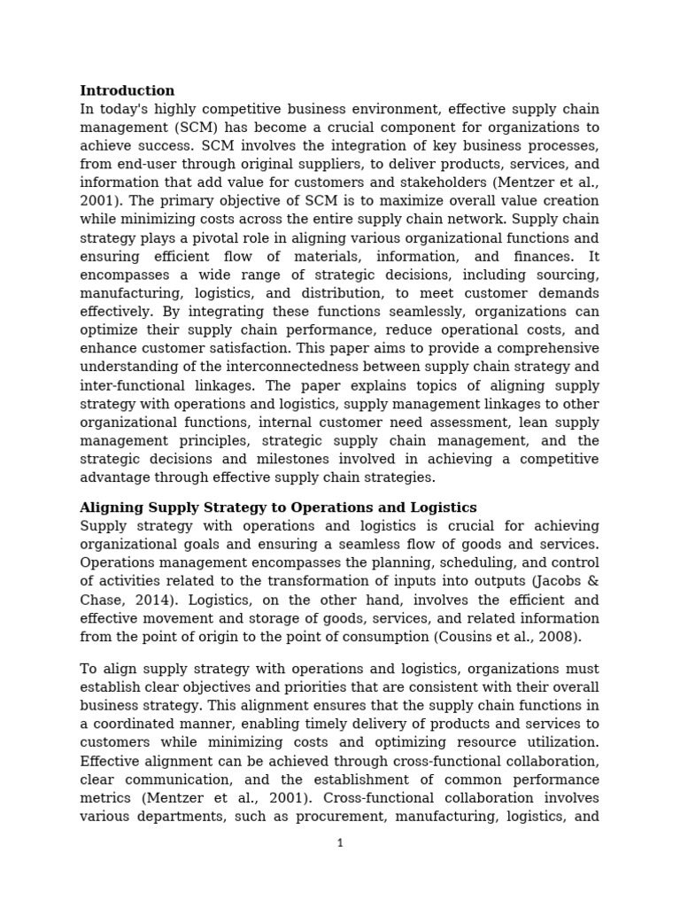 Introduction SUPPLY CHAIN | PDF | Supply Chain | Supply Chain Management