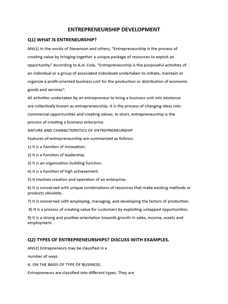 ENTREPRENEURSHIP DEVELOPMENT | PDF | Entrepreneurship | Bonds (Finance)