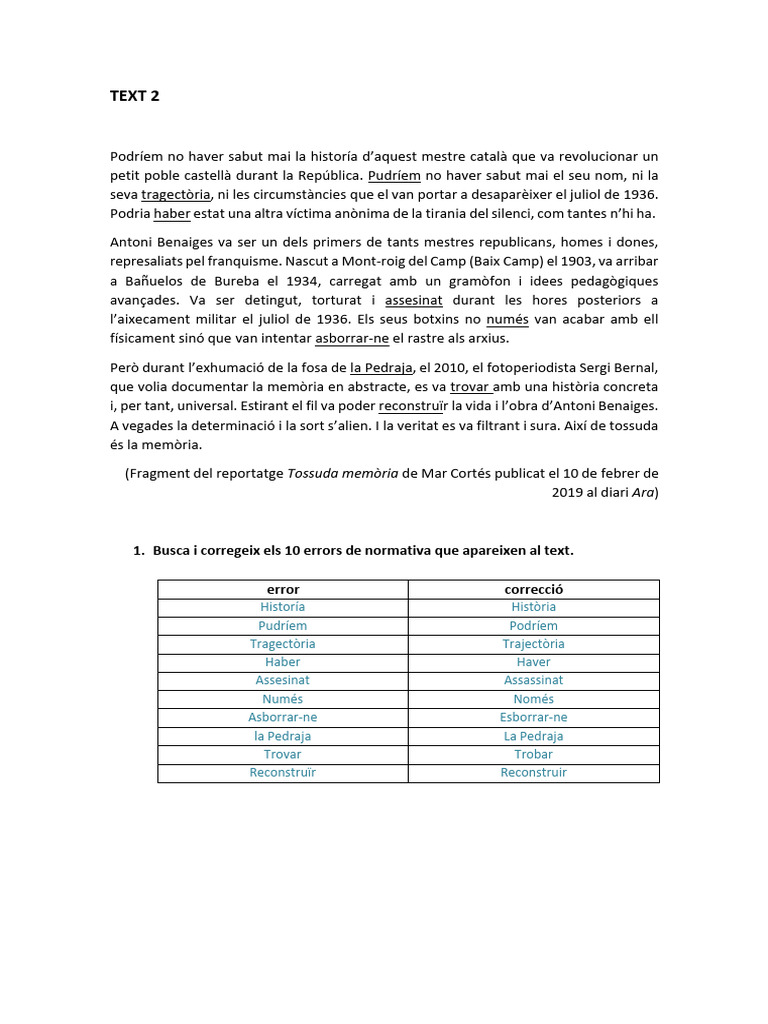 Activitat Errors Text 2 | PDF