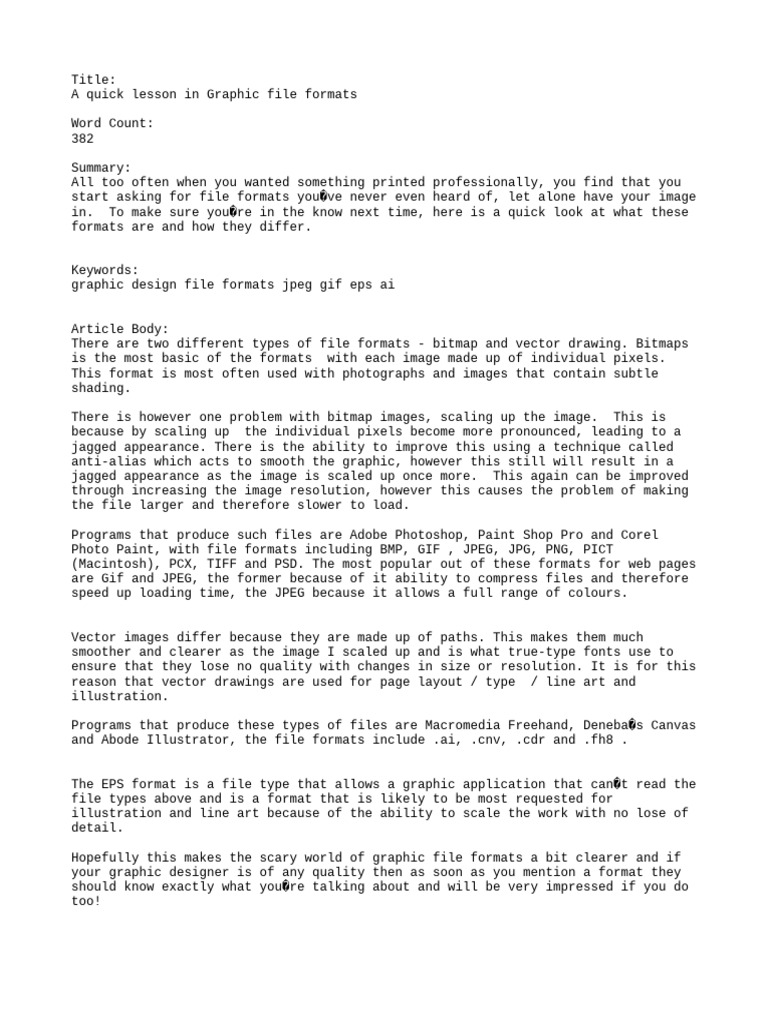 A Quick Lesson in Graphic File Formats | PDF | Computer Graphics | Graphics