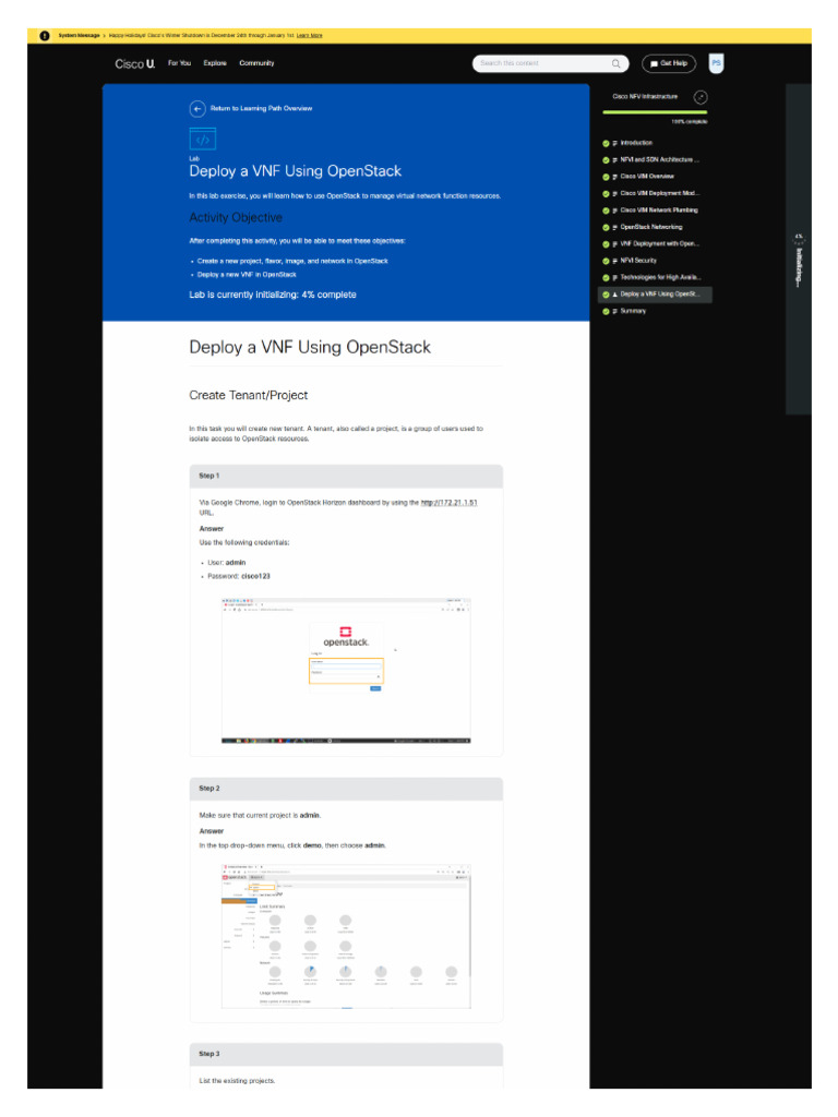 Lab - Deploy A VNF Using OpenStack | PDF