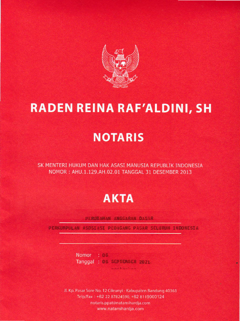 06 Akta Perubahan Anggaran Dasar Perkumpulan APPSI | PDF