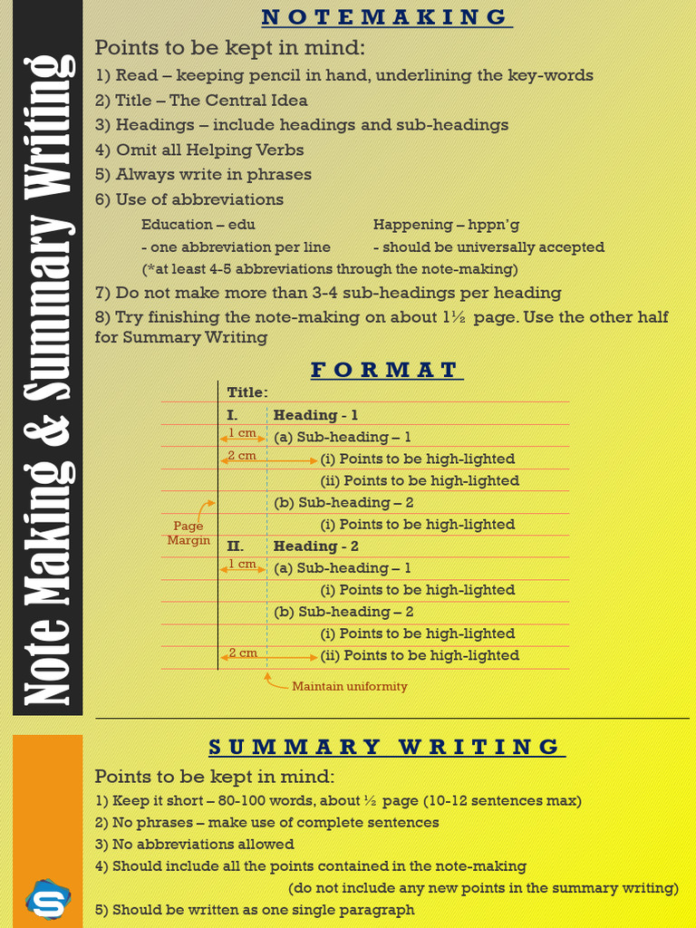 Note Making and Summary Writing Tips | PDF | Language Families ...