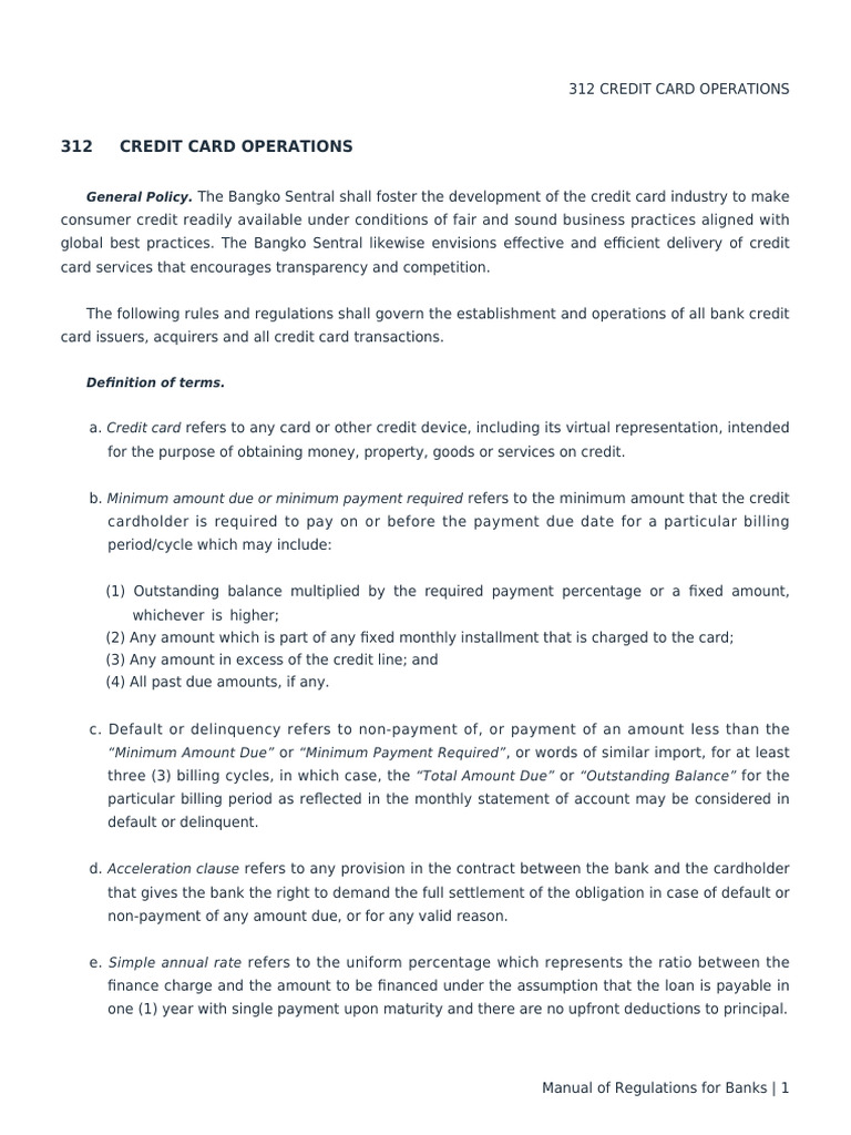 Credit Card Operations Regulations Guide | PDF | Credit Card | Interest