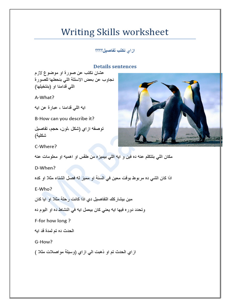Writing Skills Worksheet | PDF