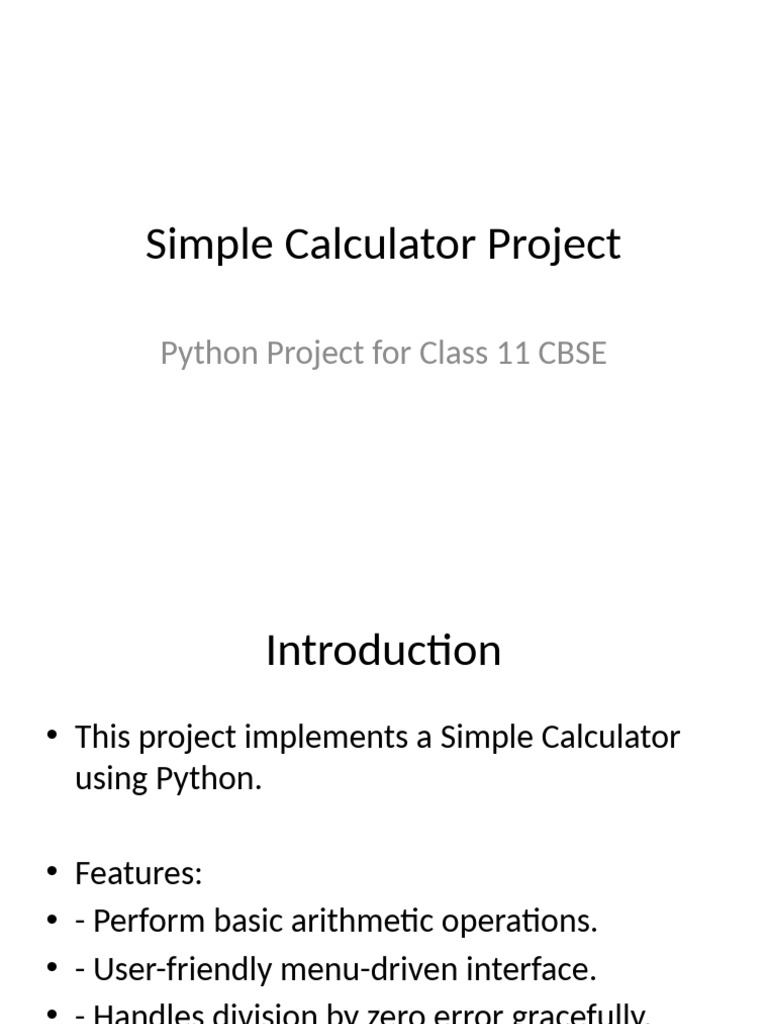 Simple Calculator Project | PDF