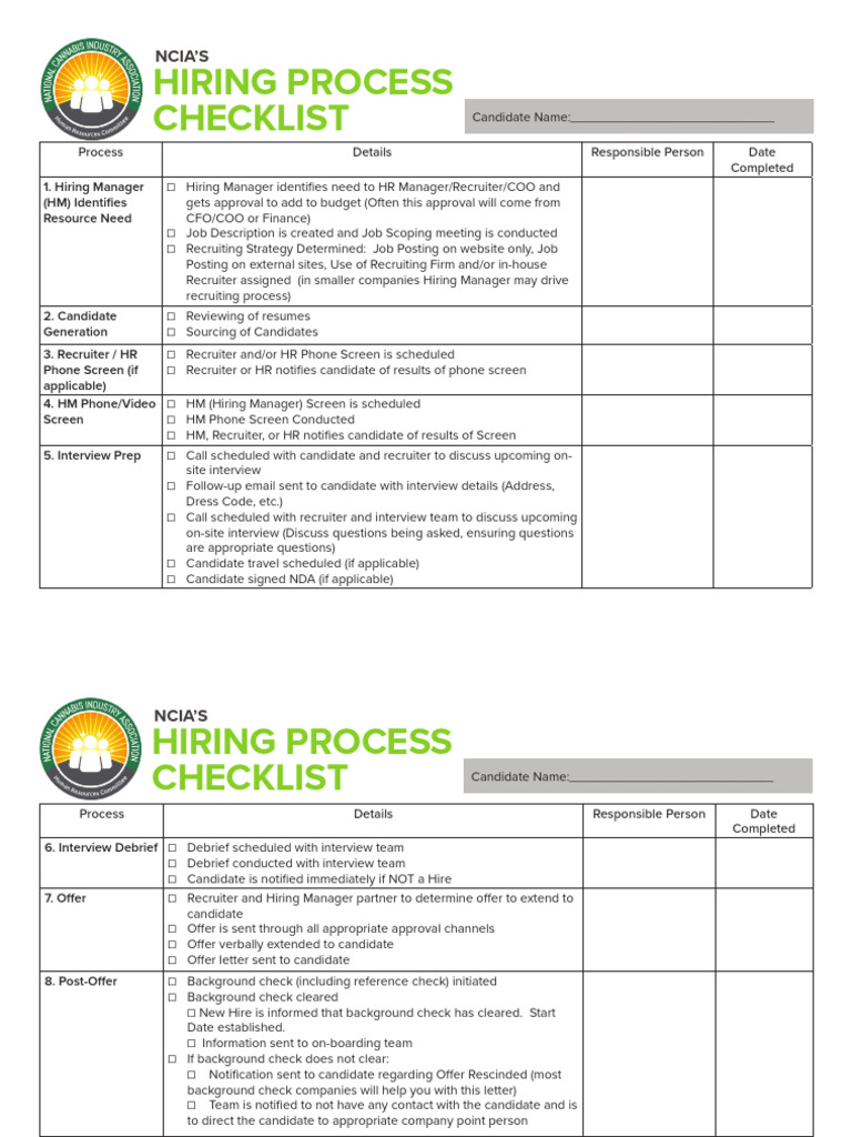 HiringProcessChecklist_updated | PDF | Recruitment | Background Check