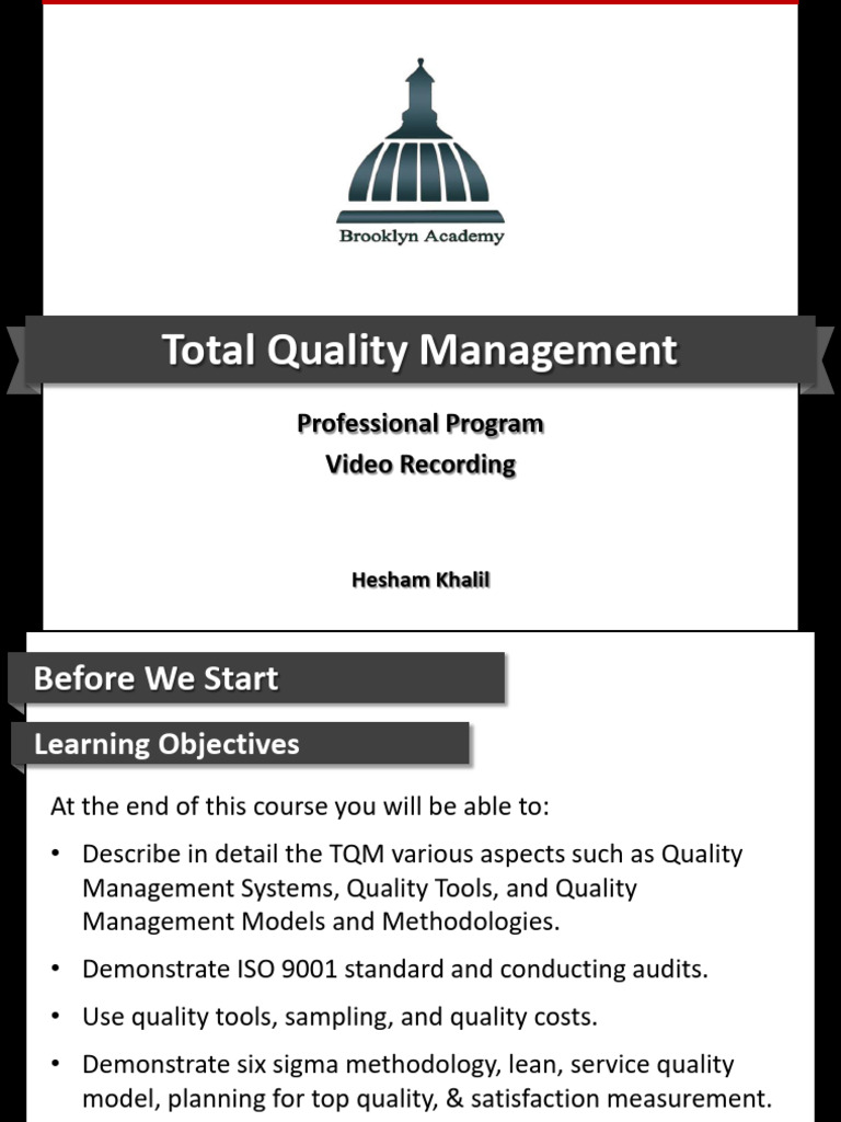 TQM Program - Dec 2018 | PDF | Quality Management | Quality Management System