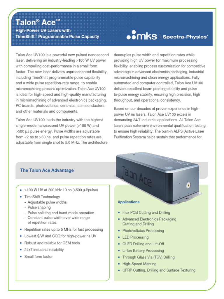 Talon-Ace-Datasheet | PDF | Laser | Reliability Engineering