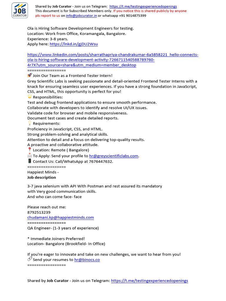 Bangalore Chennai 14 Pdf Selenium Software Quality Assurance