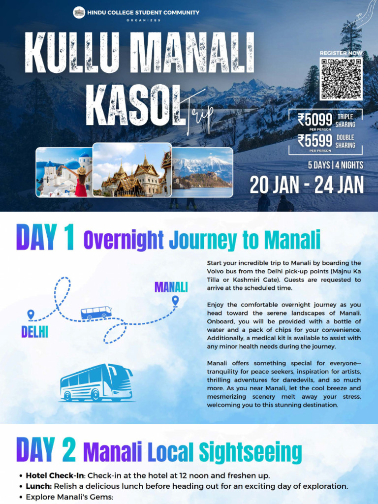 Kullu Manali Kasol Trip Itinerary | PDF