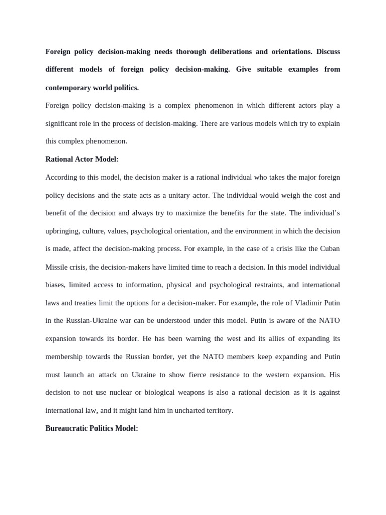 Foreign Policy Decision Making | PDF | Decision Making | Policy