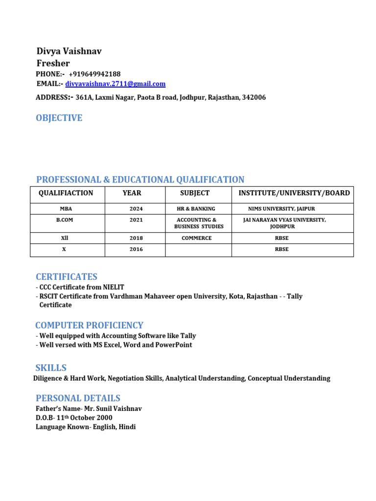 Divya Vaishnav.... Resume | PDF