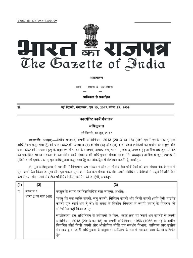 MCA-Notification-dt - 13 06 2017ExemptionPrivateCompanies | PDF