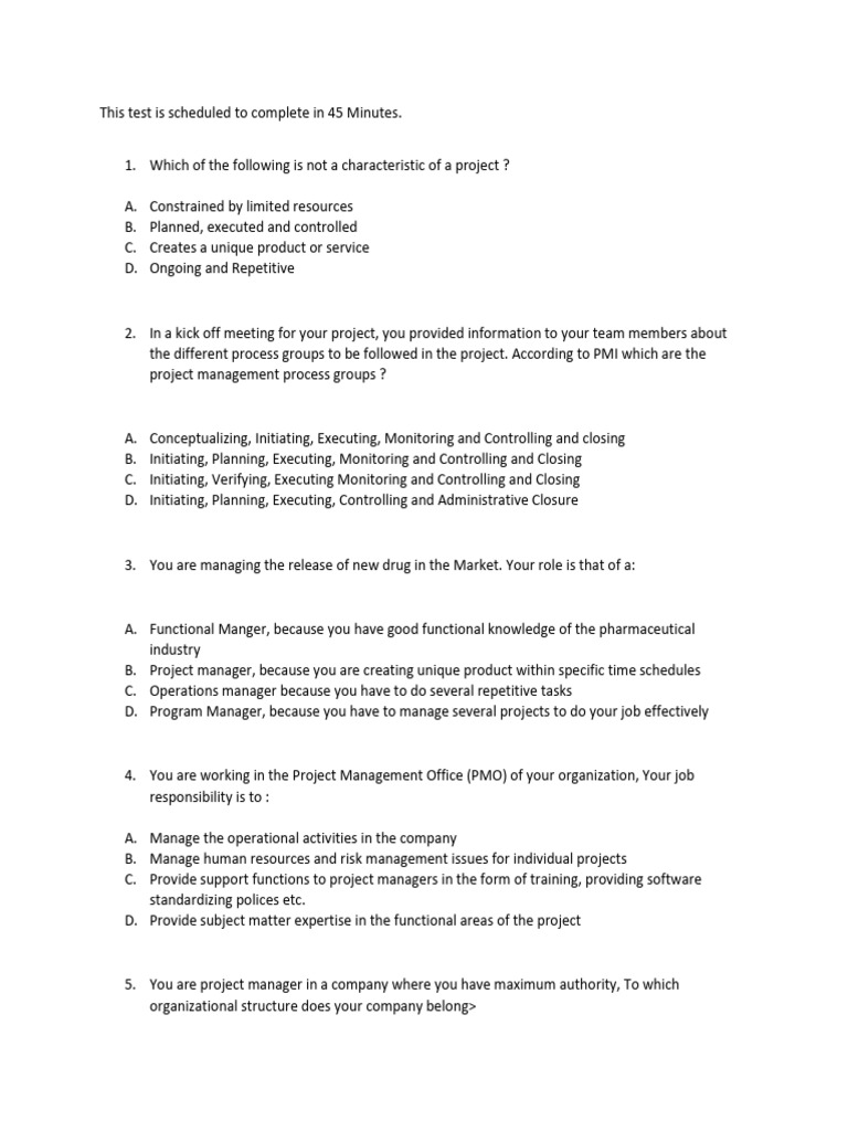 CAPM - MOC Test | PDF | Project Management | Business