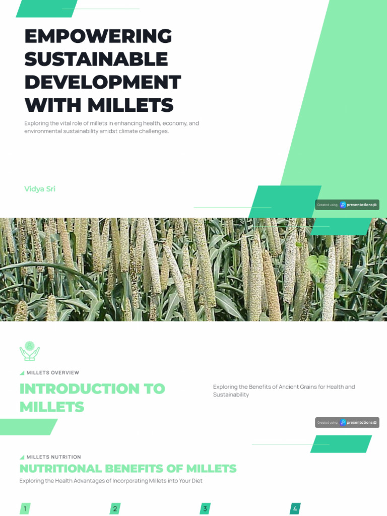 Millets - A Pathway To Sustainable Development and Health | PDF