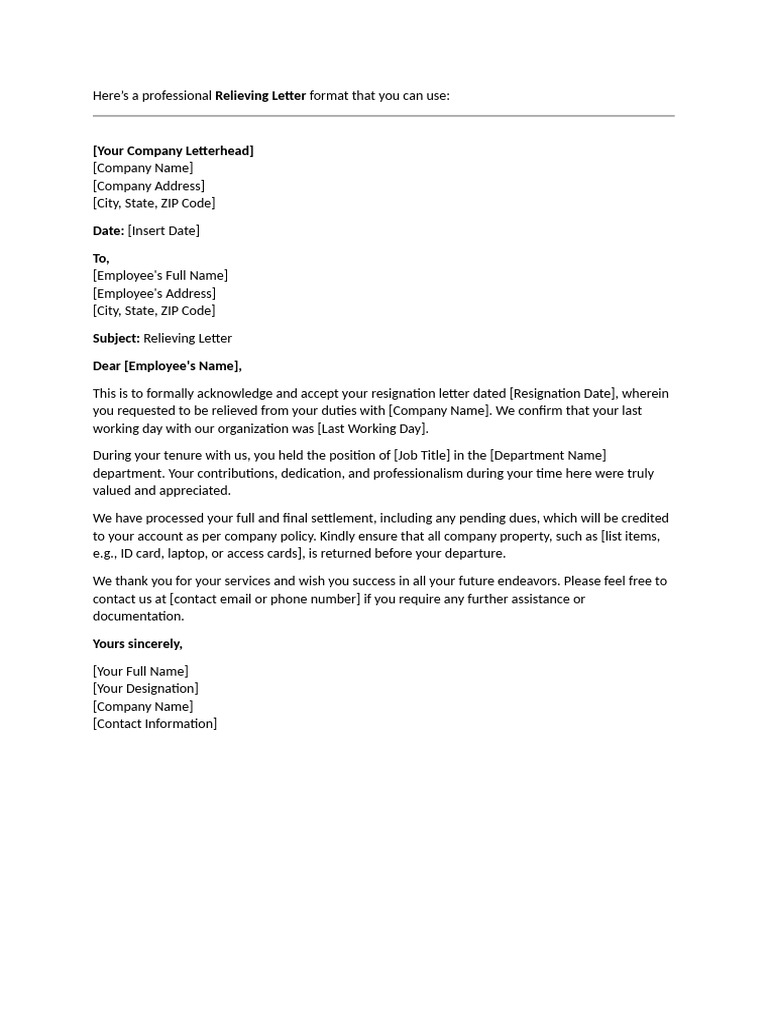 Reiliving Letter | PDF