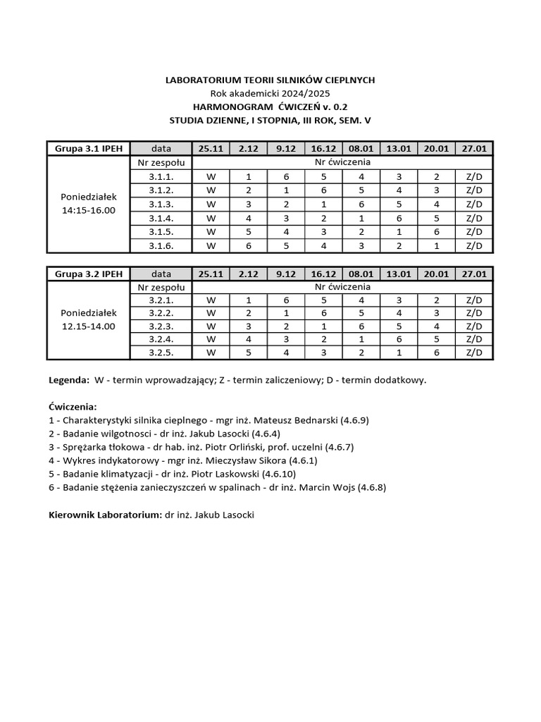 Harmonogram Lab TSC Pol 2024-25 v02 | PDF