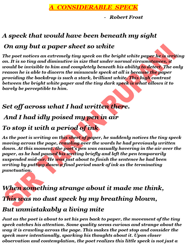 A Considerable Speck | PDF