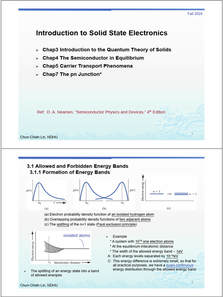 01-Introduction To Solid State Electronics | PDF | Electronic Band Structure | Semiconductors