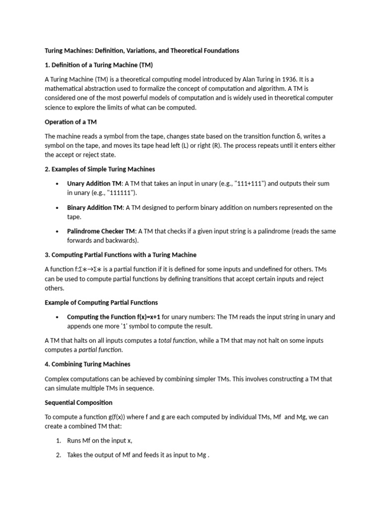Turing Machines n1 | PDF | Computability Theory | Theoretical Computer ... Turing Machines n1 | PDF | Computability Theory | Theoretical Computer ...