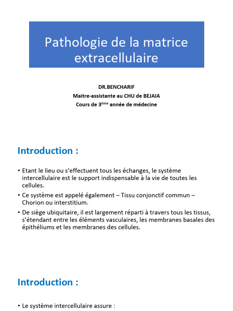 Pathologie de la matrice extracellulaire | PDF | Tissu conjonctif ...