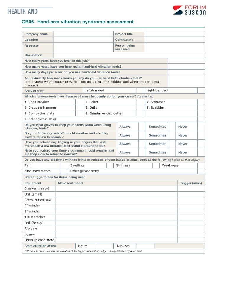 FS-GB06 HAND VIBRATION RISK ASSESSMENT | PDF | Clinical Medicine ...