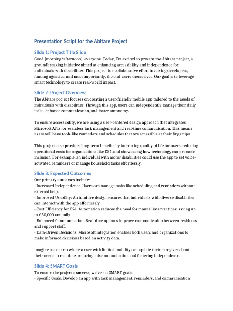 Abitare Presentation Script | PDF | Goal | Usability