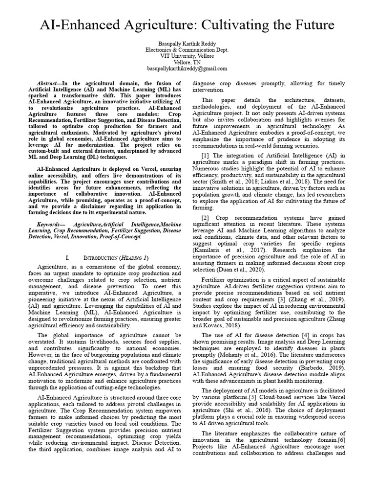 AGRI AI REPORT | PDF | Agriculture | Artificial Intelligence