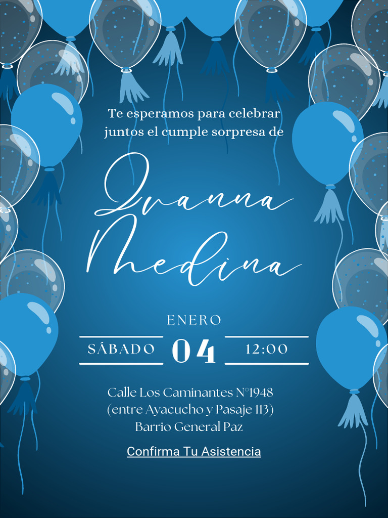 Invitación Celebración Cumpleaños Bombas Azul - 20241222 - 041348 ...