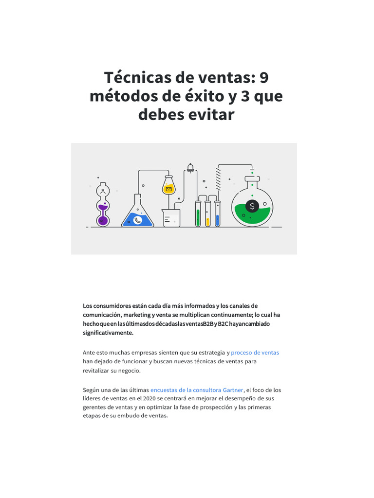 Técnicas de Ventas 9 Métodos de Éxito y 3 Que Debes Evitar | PDF ...