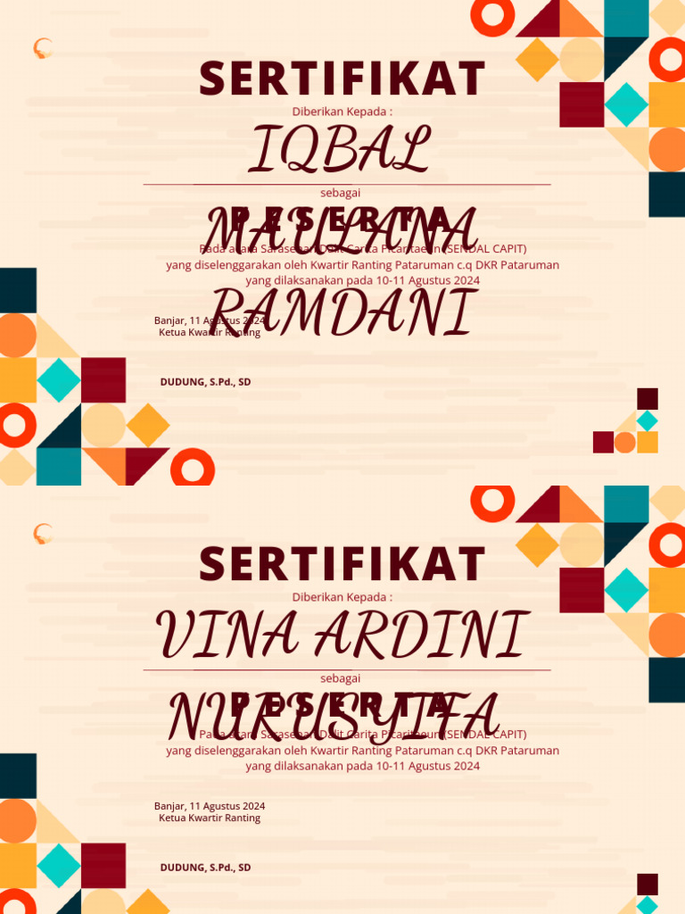 (Buat Banyak 1) Coklat Muda Geometris Sertifikat Juara (1) | PDF