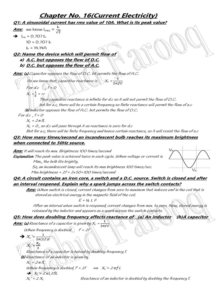 Chapter No 16 Short Answerss | PDF | Inductor | Capacitor