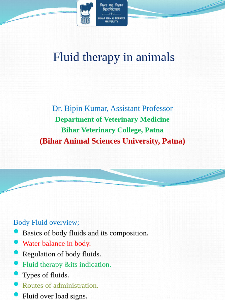 Fluid Therapy Essentials for Animals | PDF | Physiology | Medical ...