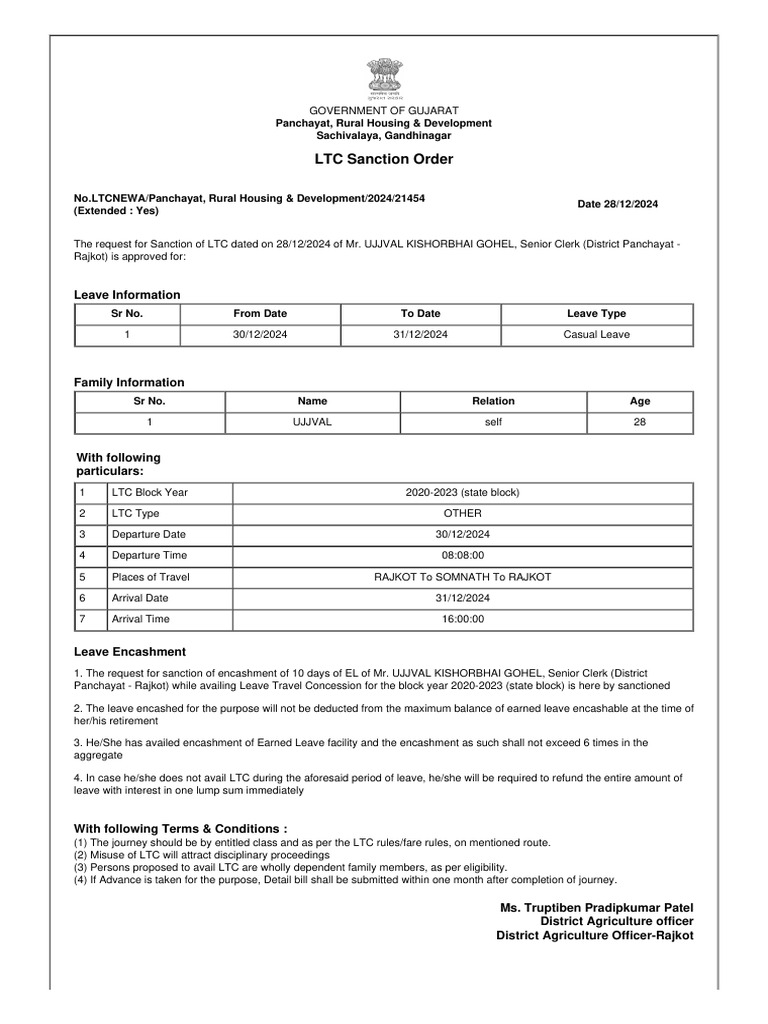 Ltc Sanction Order | PDF