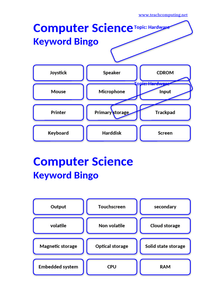 Hardware - Keyword Bingo Cards | PDF | Computer Data Storage | Computer ...